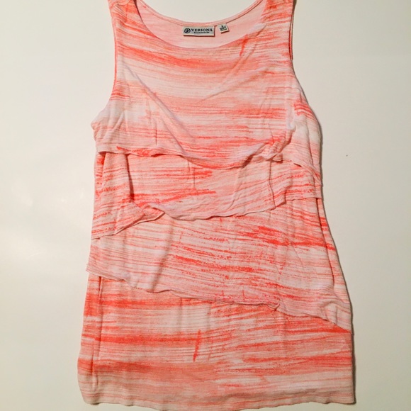 Versona | Tops | Versona Coral And White Tank Size Small | Poshmark